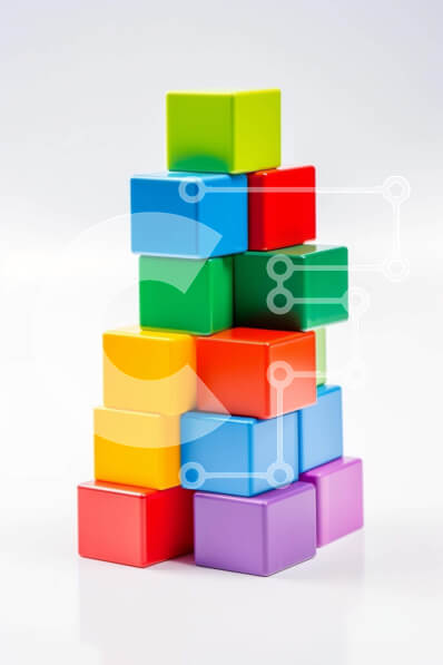Colorful Wooden Block Tower stock photo | Creative Fabrica