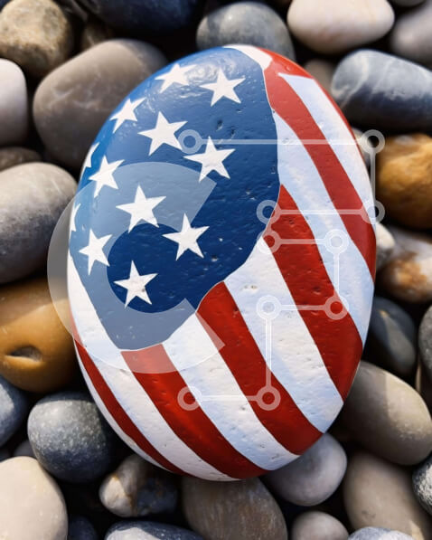 Rock with American Flag stock photo | Creative Fabrica