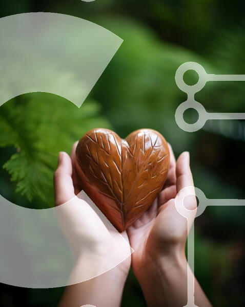 Nature Composition: Hands Holding Heart-Shaped Wooden Object stock ...