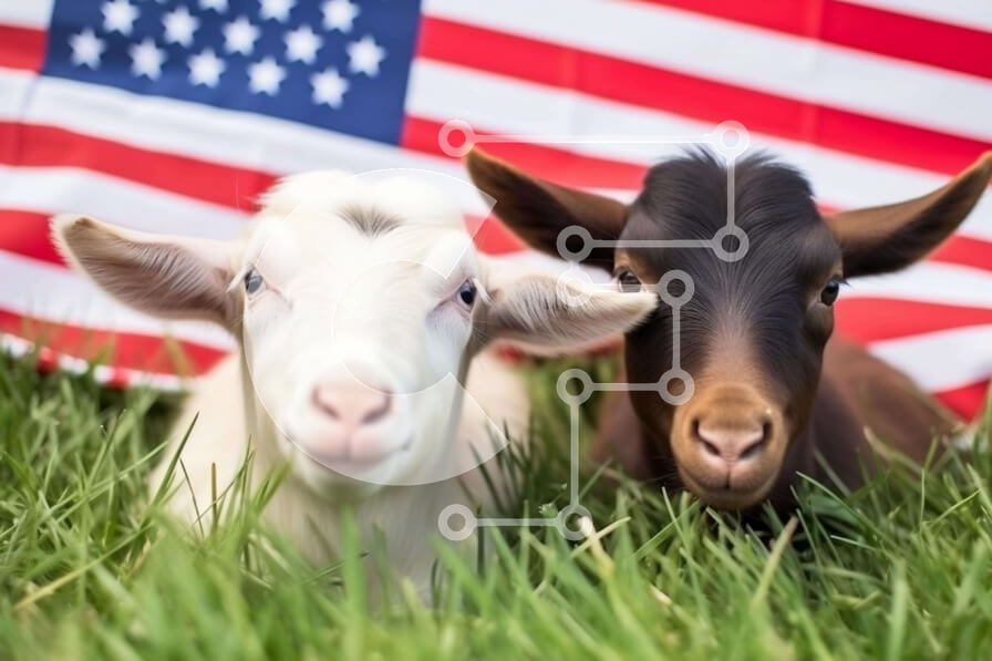Download Two Goats Next to American Flag Stockphotos Online - Creative ...