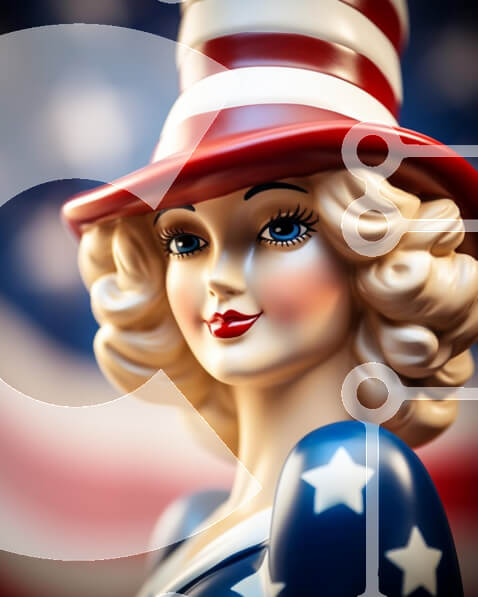 Patriotic Doll with Blond Hair and American Flag Hat stock photo ...