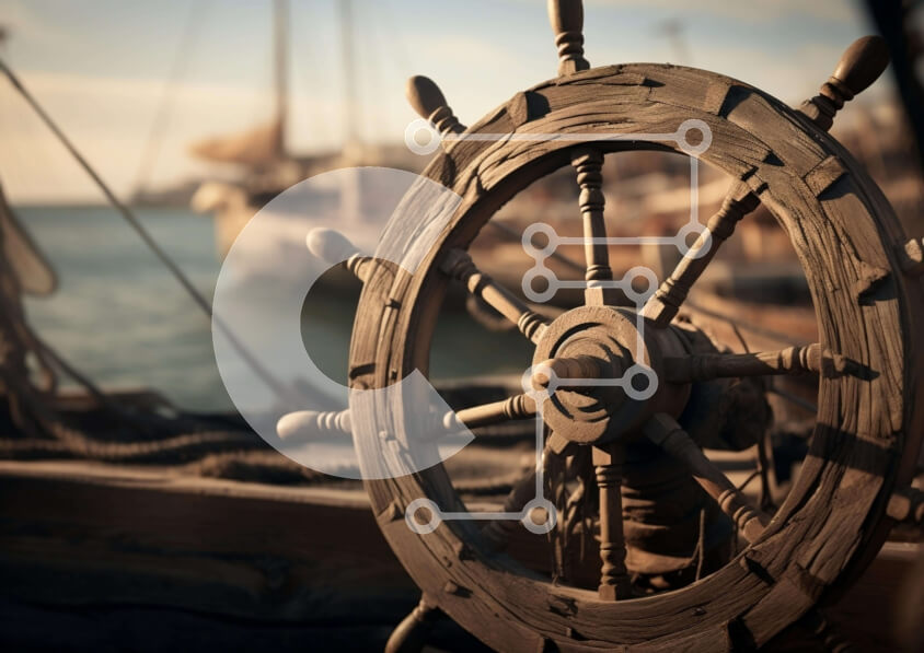 Timón de Madera de un Barco en un Velero Antiguo fotos de archivo ...