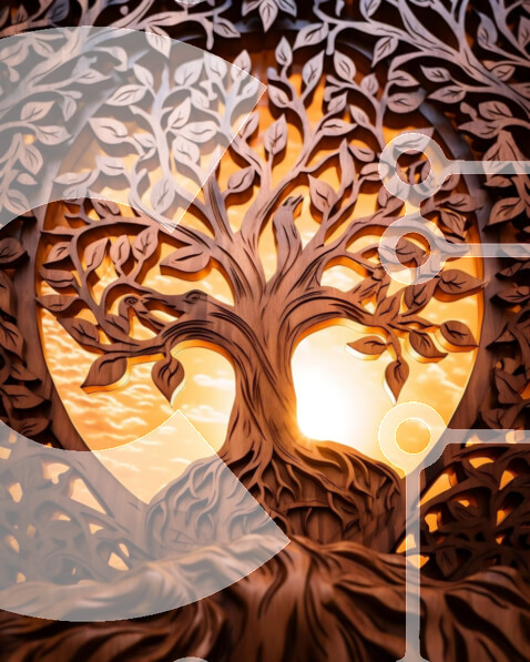 Tree of Life Sculpture at Sunset stock photo | Creative Fabrica