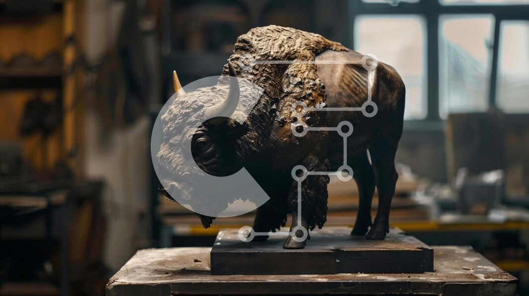 Download Metal Bison Statue in Art Studio Stockphotos Online - Creative ...