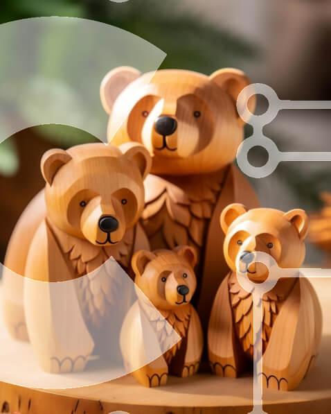 Wooden Bear Figurines in Nature stock photo | Creative Fabrica