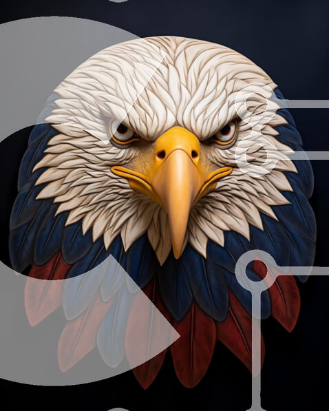 Realistic Eagle Head with Red, White, and Blue Feathers stock photo ...