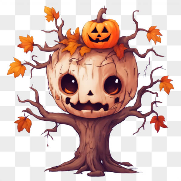 Download Kawaii Pumpkin on Oak Tree Kawaii Online - Creative Fabrica