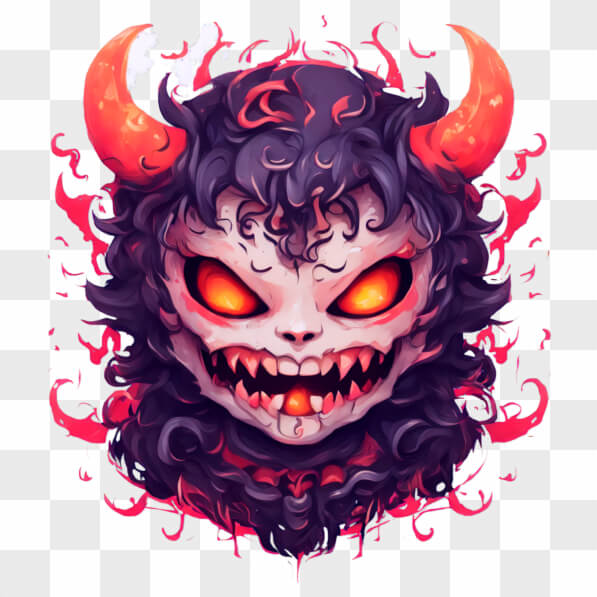 Download Kawaii Demon Head with Red Eyes and Horns on Purple Background ...
