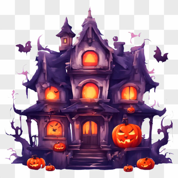 Download Kawaii Halloween Scene with Dark House and Pumpkins Kawaii ...