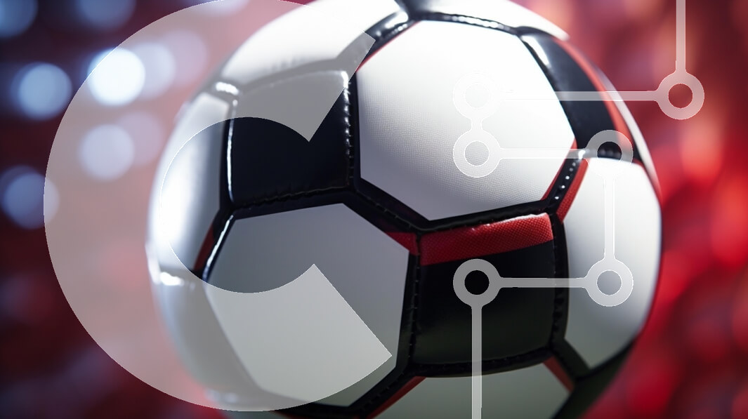 Ballon de soccer sur fond abstrait rouge et bleu photo stock | Creative ...