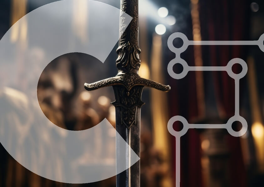 Large Sword in Elaborately Decorated Room stock photo | Creative Fabrica