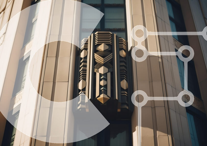 Art Deco Building with Decorative Sculptures and Carvings stock photo | Creative Fabrica