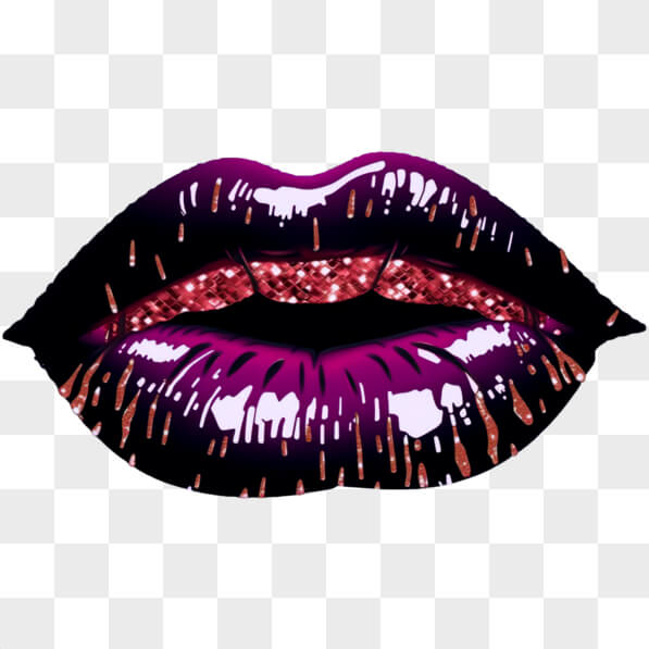 Download Purple and Pink Lips with Glitter PNGs Online - Creative Fabrica