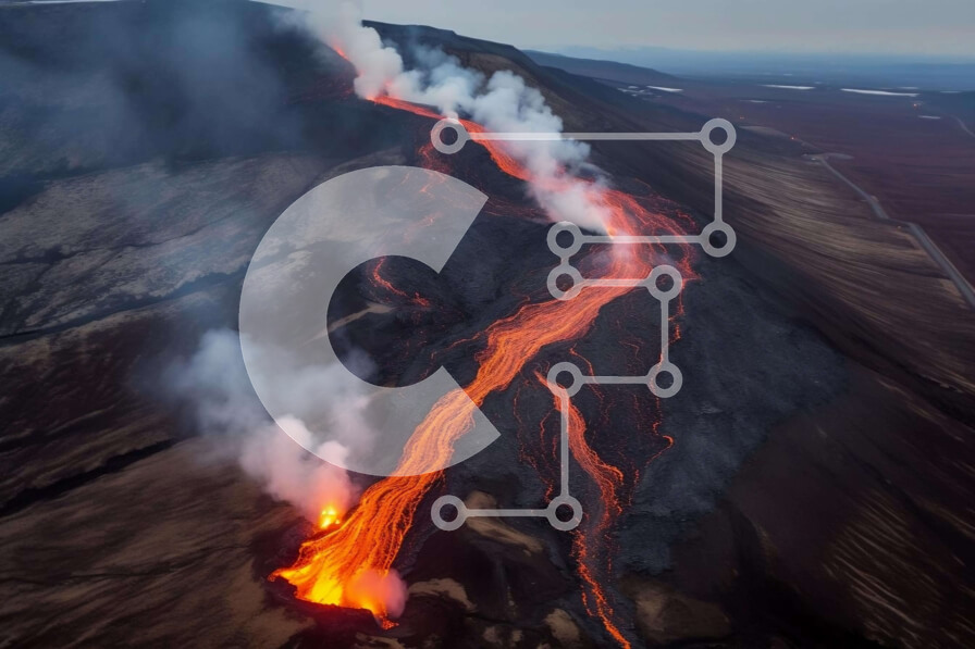 Download Aerial View of Lava Flow from Active Volcano Stockphotos ...