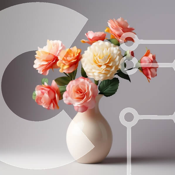 Colorful Roses in White Vase stock photo | Creative Fabrica