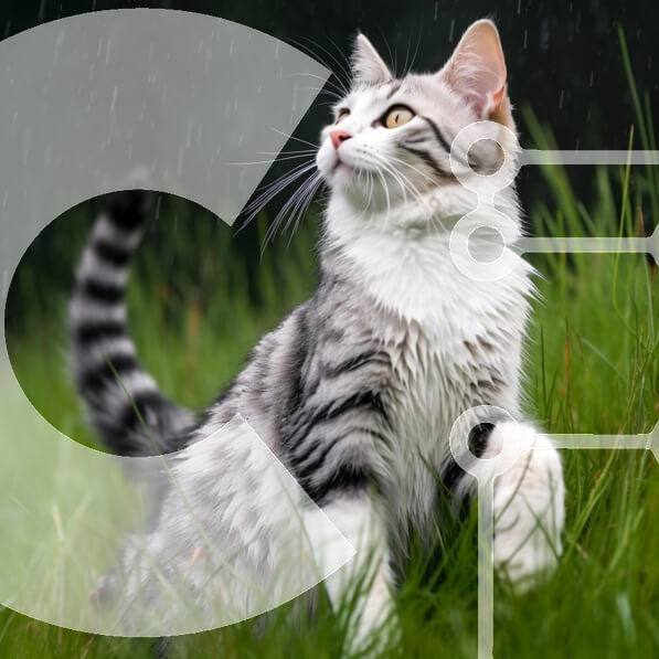 Gray and White Cat in Rain - Nature Photography stock photo | Creative ...