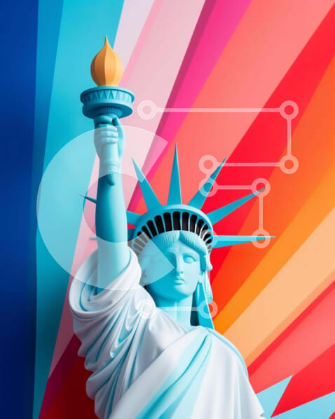 Download Statue of Liberty with Colorful Abstract Background ...