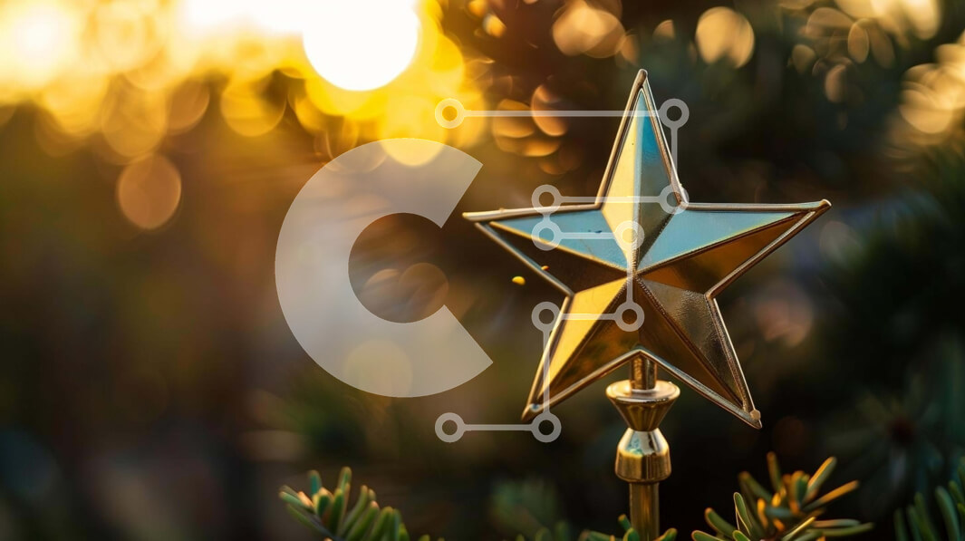 Download Gold Star on Ornamented Pine Tree Stockphotos Online ...