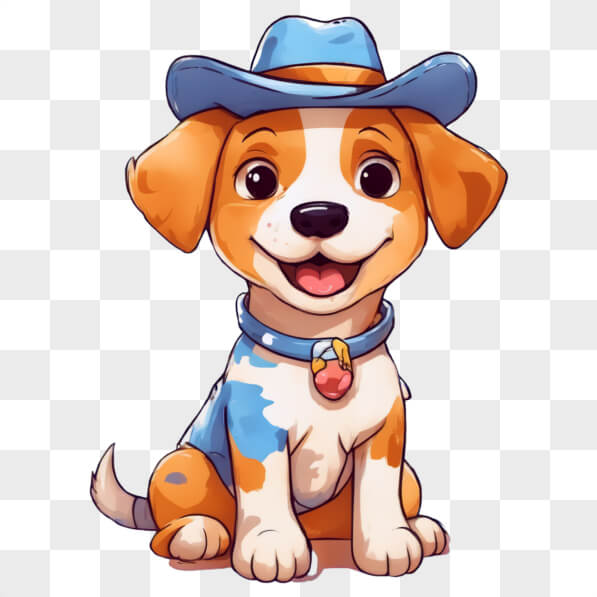 Download Kawaii Cartoon Dog with Blue Cowboy Hat Kawaii Online ...
