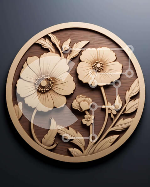 Download Circular Wooden Plaque with Floral Design Stockphotos Online ...
