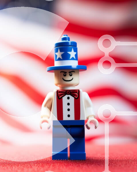 Patriotic Lego Figure on 4th of July stock photo | Creative Fabrica