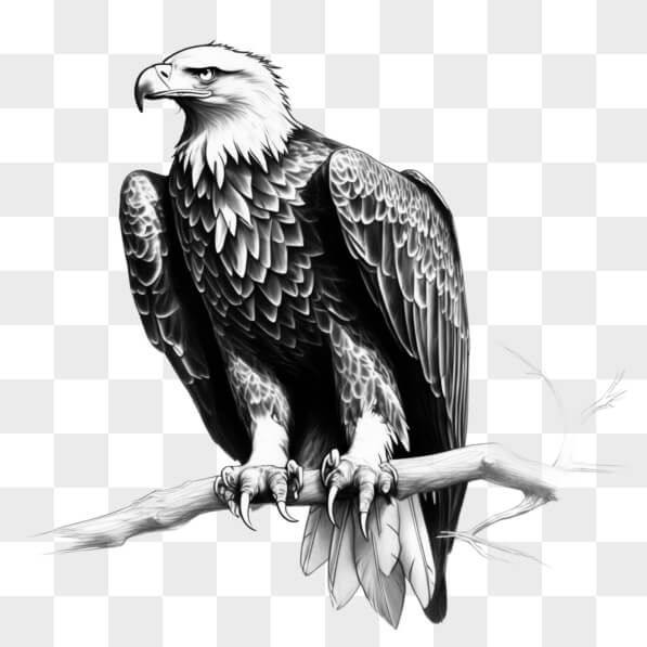 Download Eagle Drawing Perched on a Branch Sketches Online - Creative ...
