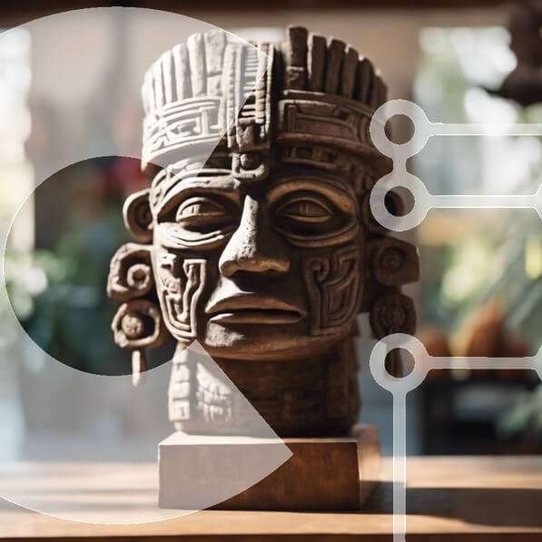 Escultura de Cabeza de Estilo Azteca en Mesa de Madera fotos de archivo ...