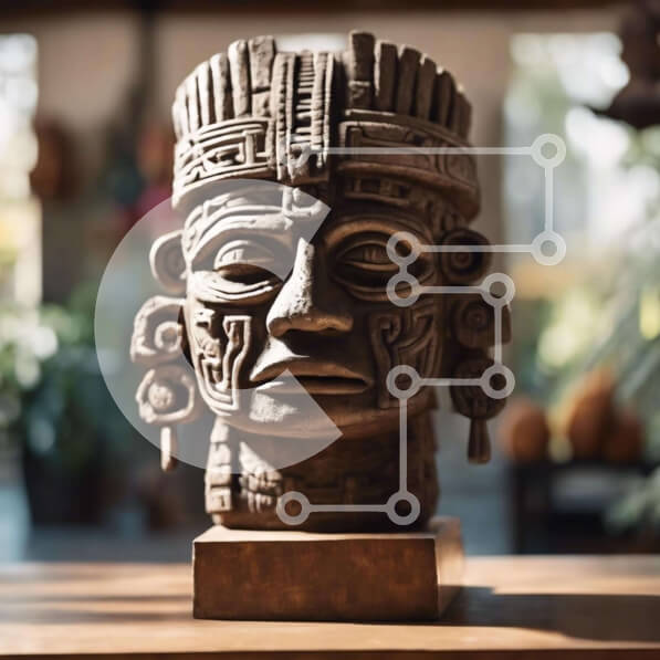 Descarga Escultura de Cabeza de Estilo Azteca en Mesa de Madera Fotos ...