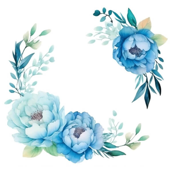 Download Blue Peony Flower Wreath Backgrounds Online - Creative Fabrica
