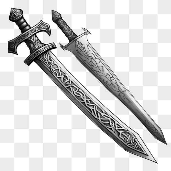 Download Drawing of Two Swords with Celtic Pattern Sketches Online ...