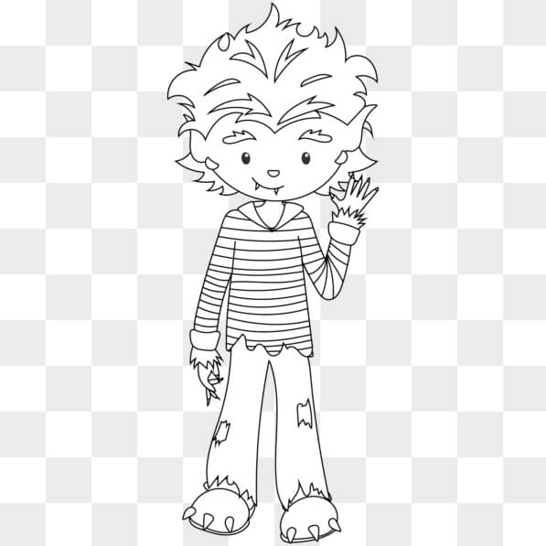 Download Boy Waving Hand Coloring Page PNGs Online - Creative Fabrica