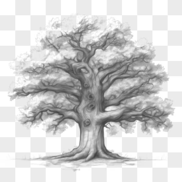 Download Mysterious Old Oak Tree Drawing Sketches Online - Creative Fabrica