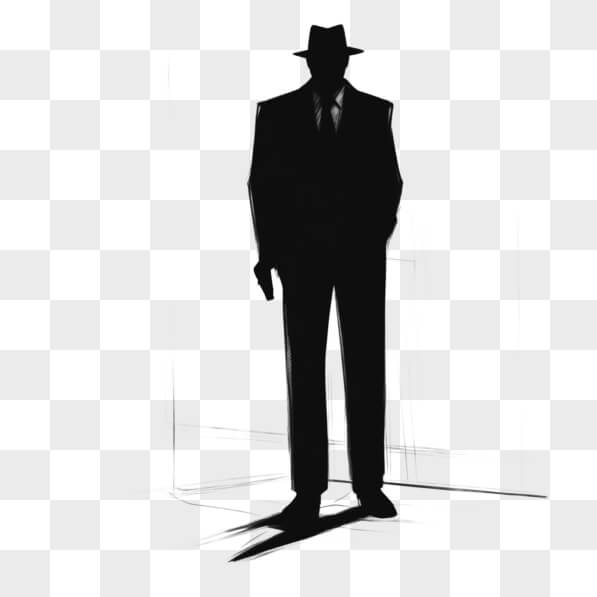 Download Silhouette of a Man in Black Suit Standing by an Empty Wall ...
