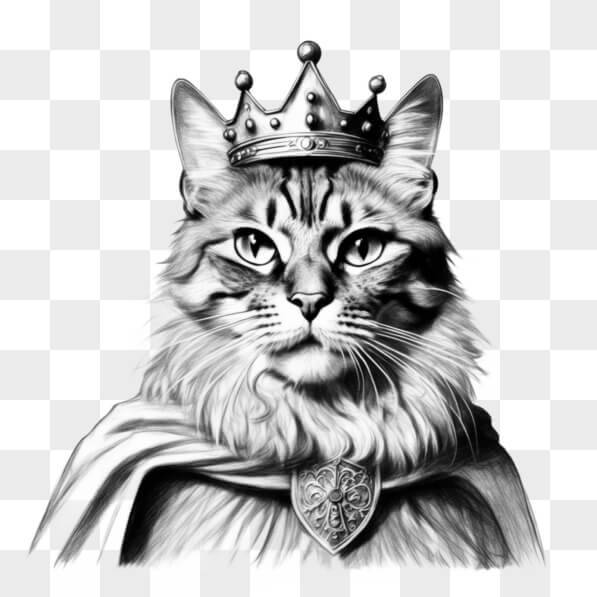 Download Regal Cat Wearing Crown of Kingship Sketches Online - Creative ...