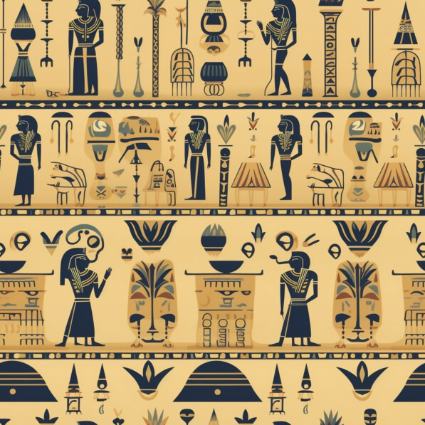 Download Egyptian Wall Mural with Figures and Objects Patterns Online ...