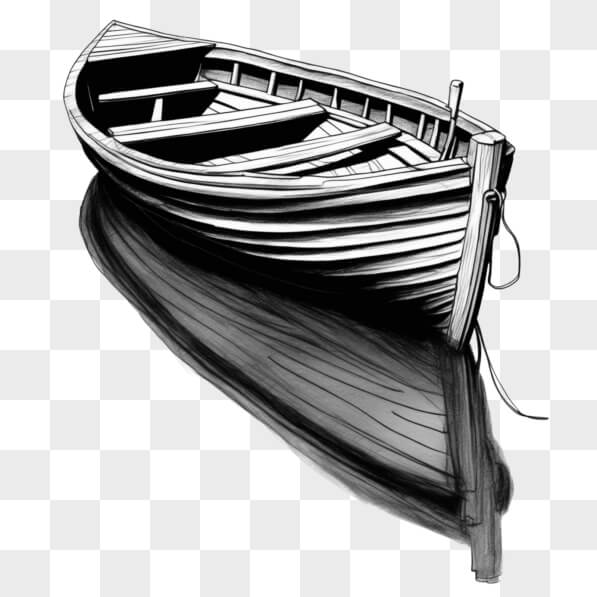 Download Black-and-White Drawing of an Empty Wooden Boat Sketches ...