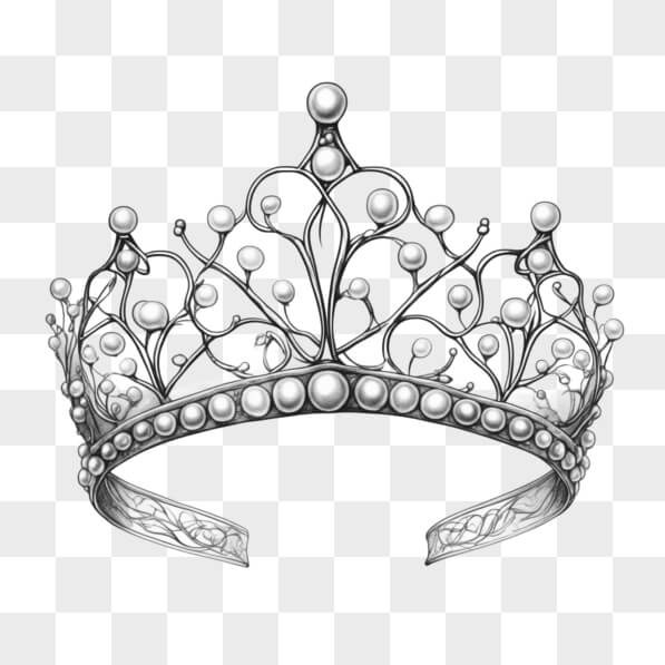 Descarga Dibujo de Tiara en Blanco y Negro con Perlas Bocetos En Línea ...