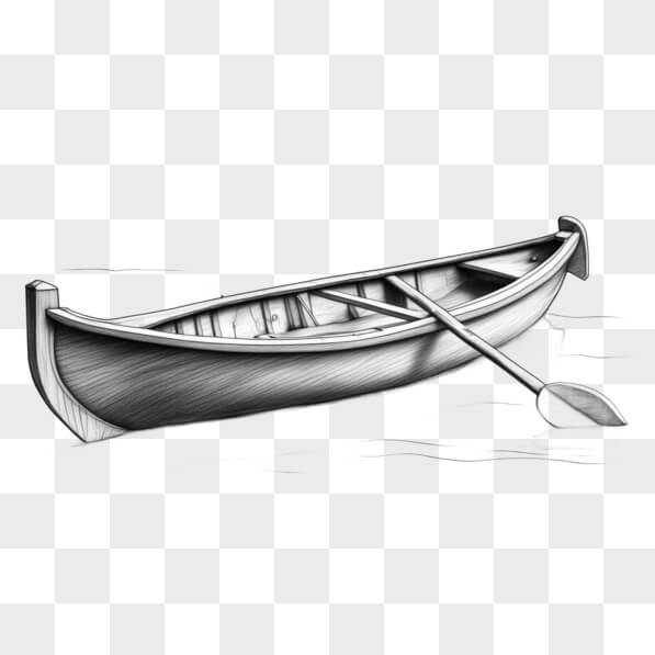 Download Black and White Canoe Drawing on Water Sketches Online ...