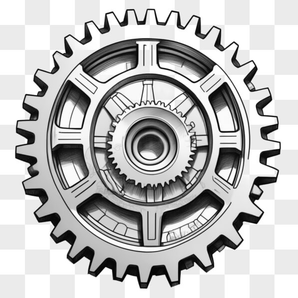Download Intricate Gear Wheel Drawing Sketches Online - Creative Fabrica