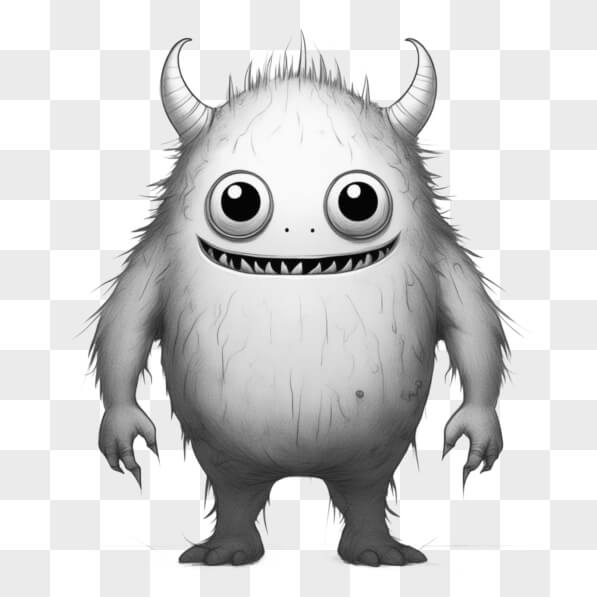 Download Illustration of a White Monster with Big Eyes and Horns ...