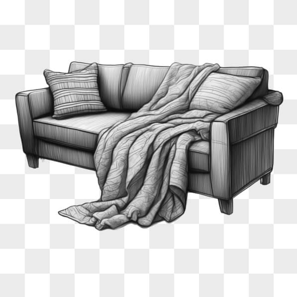 Download Empty Couch Drawing with Blankets and Pillows Sketches Online ...