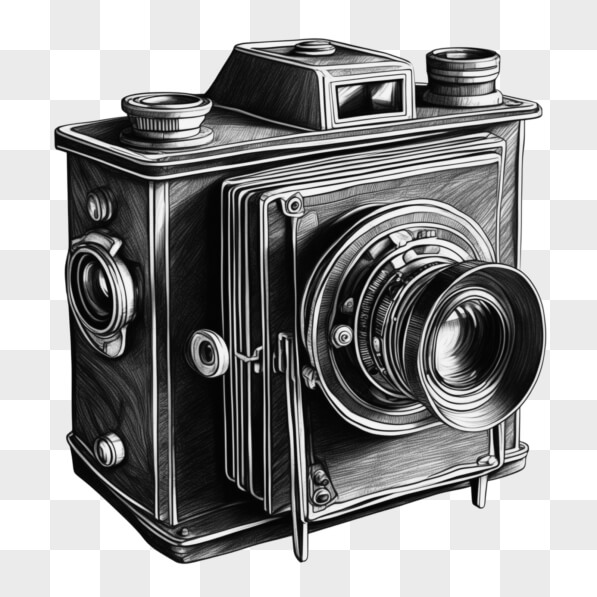 Download Vintage Drawing of Old-Fashioned Camera Sketches Online ...