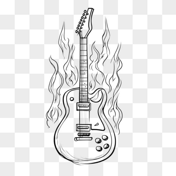 Descarga Dibujo de Guitarra Eléctrica en Blanco y Negro Bocetos En Línea - Creative Fabrica