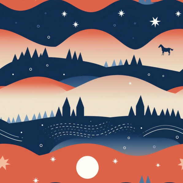 Download Seamless Nature Pattern with Mountains, Trees, Stars, and ...