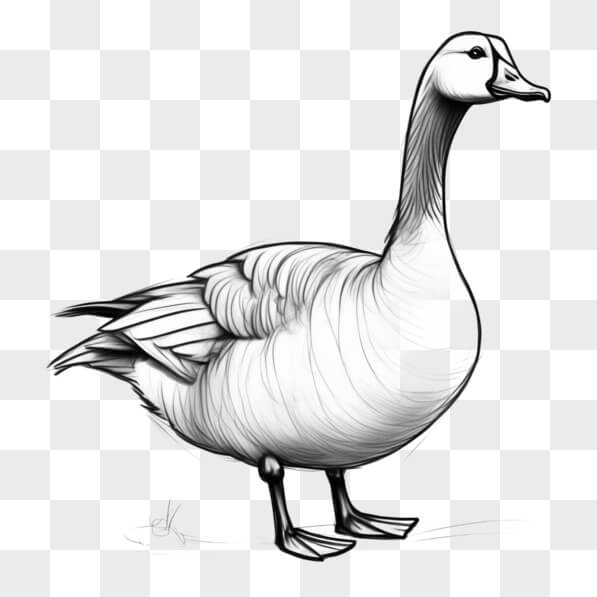 Download Detailed Black-and-White Drawing of an Adult Goose Sketches ...