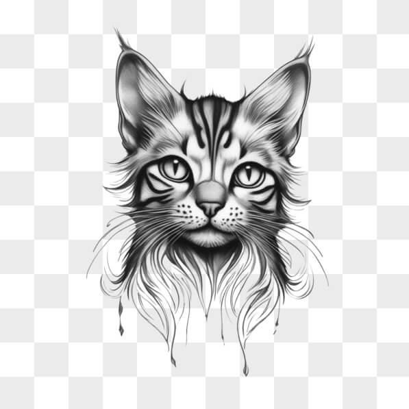 Download Zwart-wit tekening van het hoofd van een kat Schetsen online ...