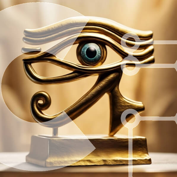 Golden Egyptian Eye of Horus Statue stock photo | Creative Fabrica