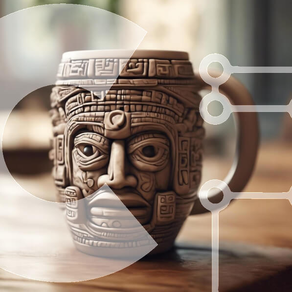Ceramic Coffee Mug with Aztec-Inspired Face stock photo | Creative Fabrica