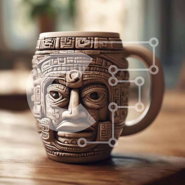 Taza de café de cerámica con rostro inspirado en los aztecas fotos de ...