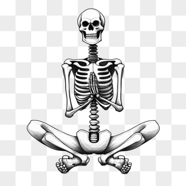 Download Black and White Skeleton Drawing in Meditation Pose Sketches ...